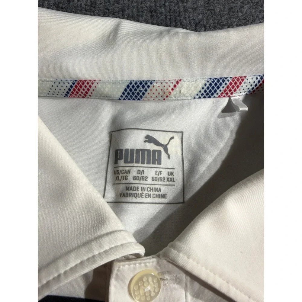 Shirts | Puma Golf Shirt Mens Xl White Polo Chest Stripe Folds Of Honor ...